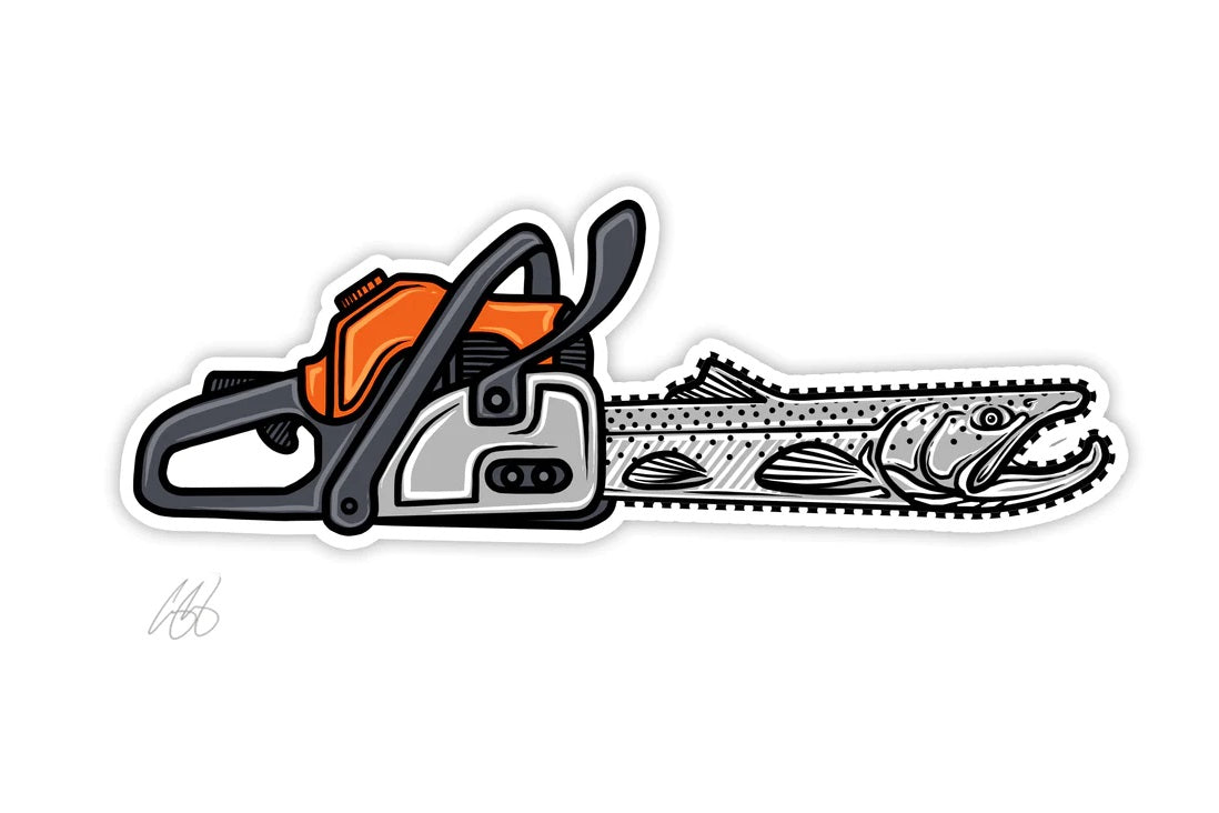 Casey Underwood Artwork - Steelhead Saw Decal — Big Y Fly Co